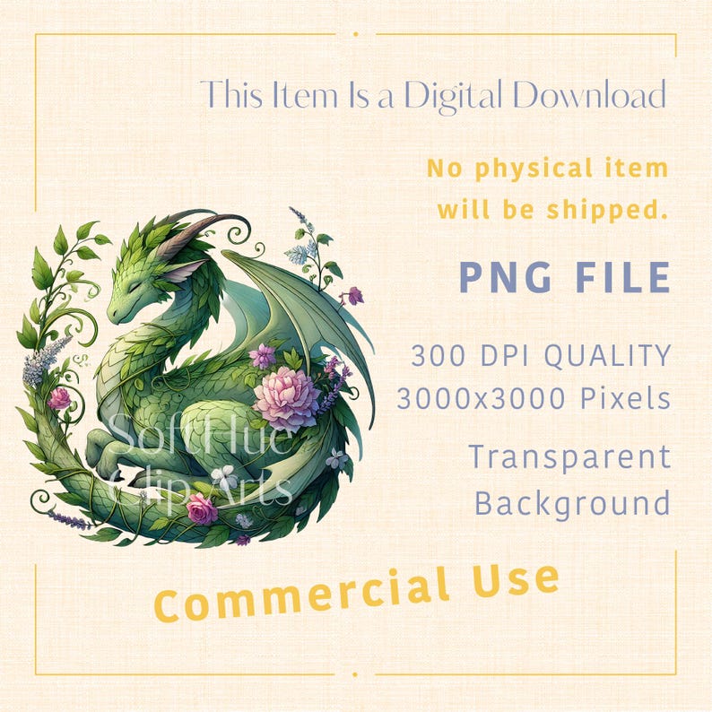 Fantasy Dragon Clipart Bundle – 21 PNG Magical Dragons, Watercolor ...