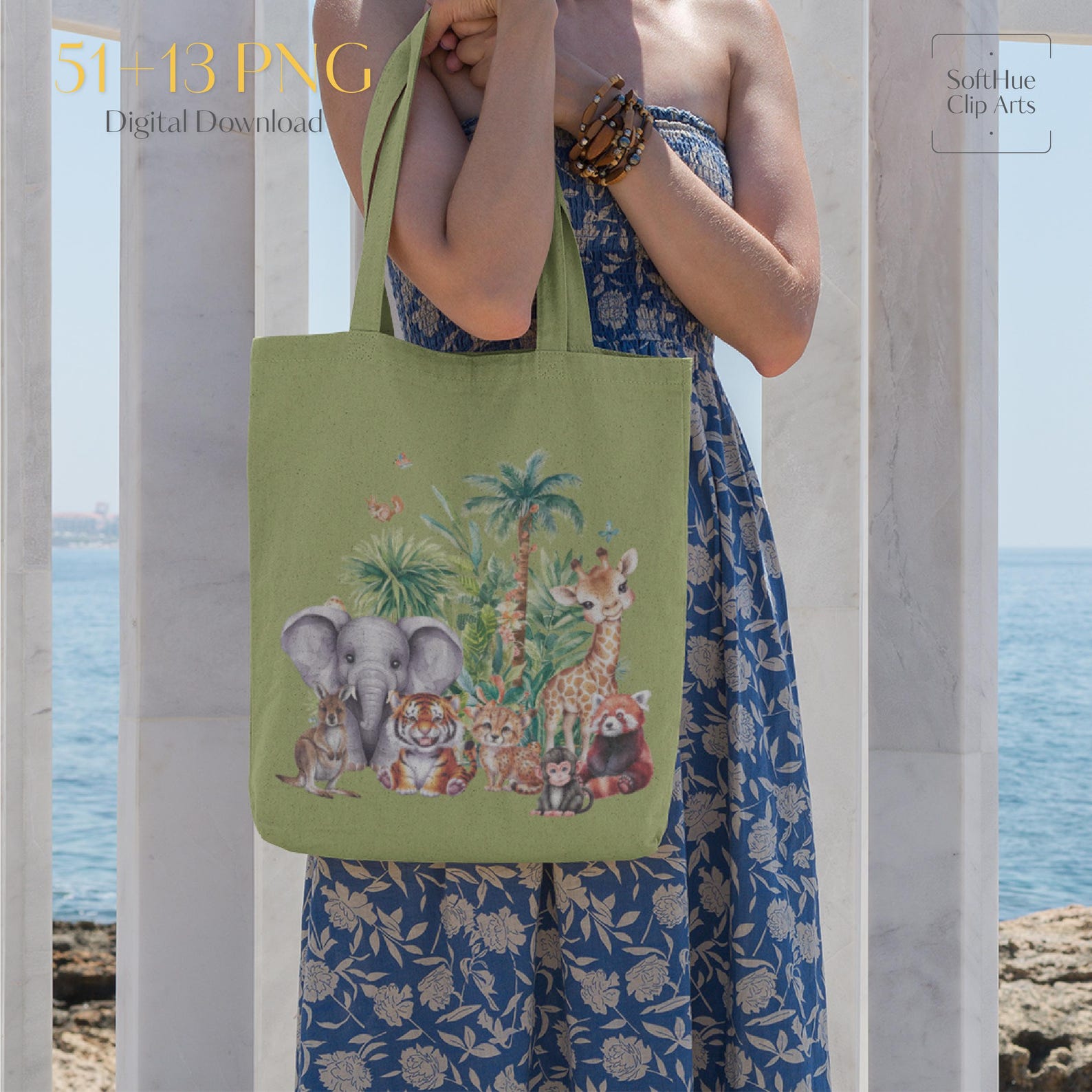 64 Watercolor Zoo Animals Clipart, Forest & Underwater PNG, Mammals ...