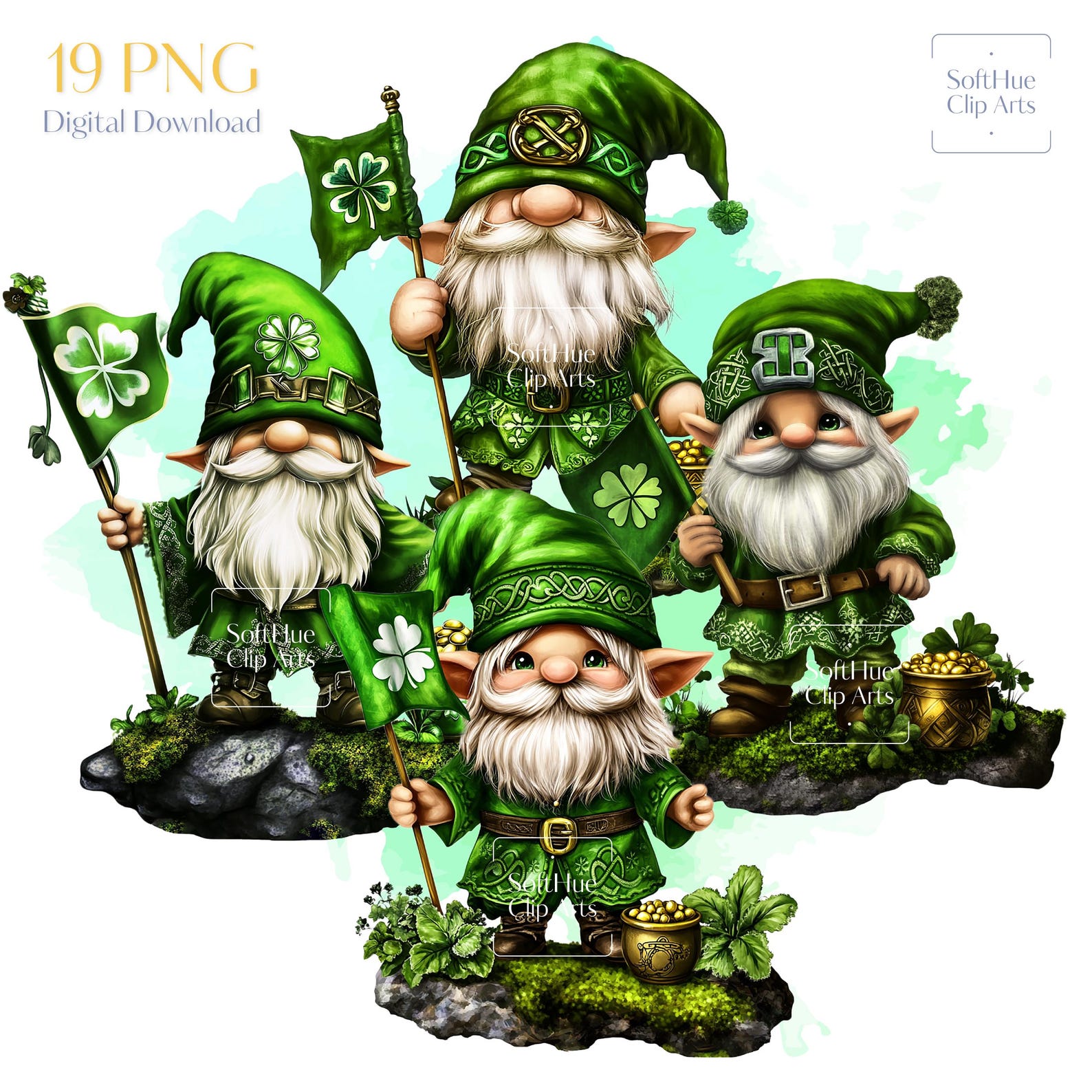 Saint Patrick's Gnomes Clipart Bundle, St Patrick's Graphics, St ...