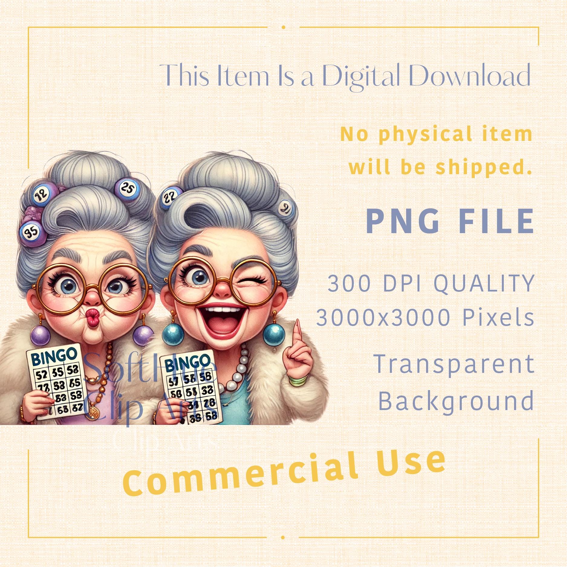 Funny Old Lady Bingo Clipart Bundle | 13 PNG Files | Crazy Granny ...
