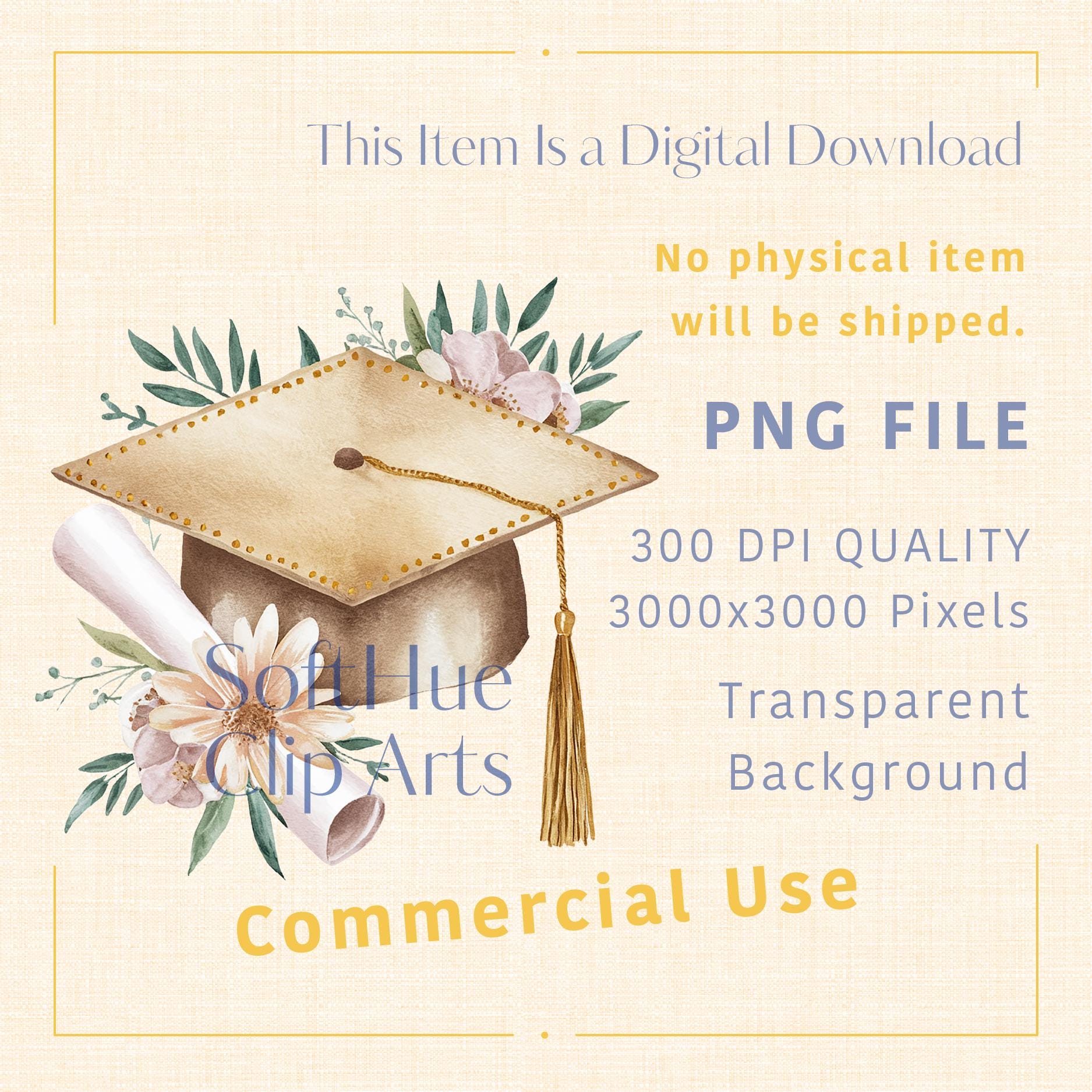 Watercolor Graduation Hat Clipart Bundle - 19 PNG Files, Graduation Cap ...