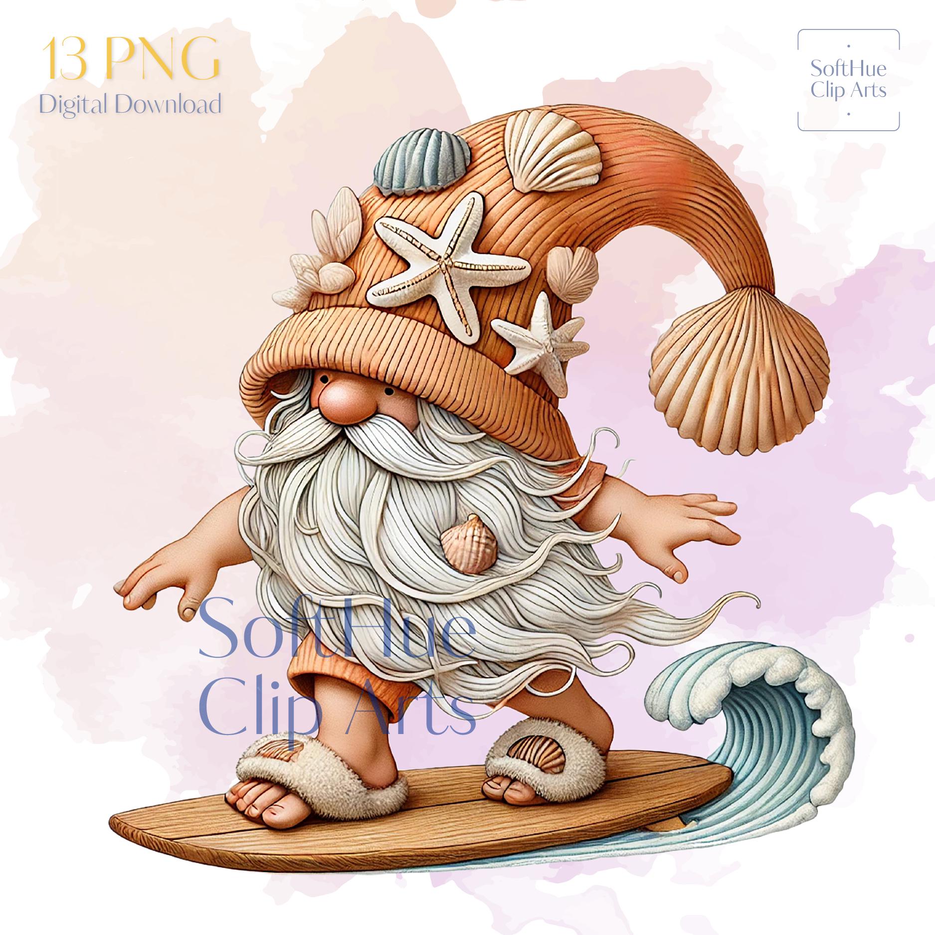 Summer Beach Gnome Clipart Bundle, Coastal Gnomes Sublimation PNG, Cute ...