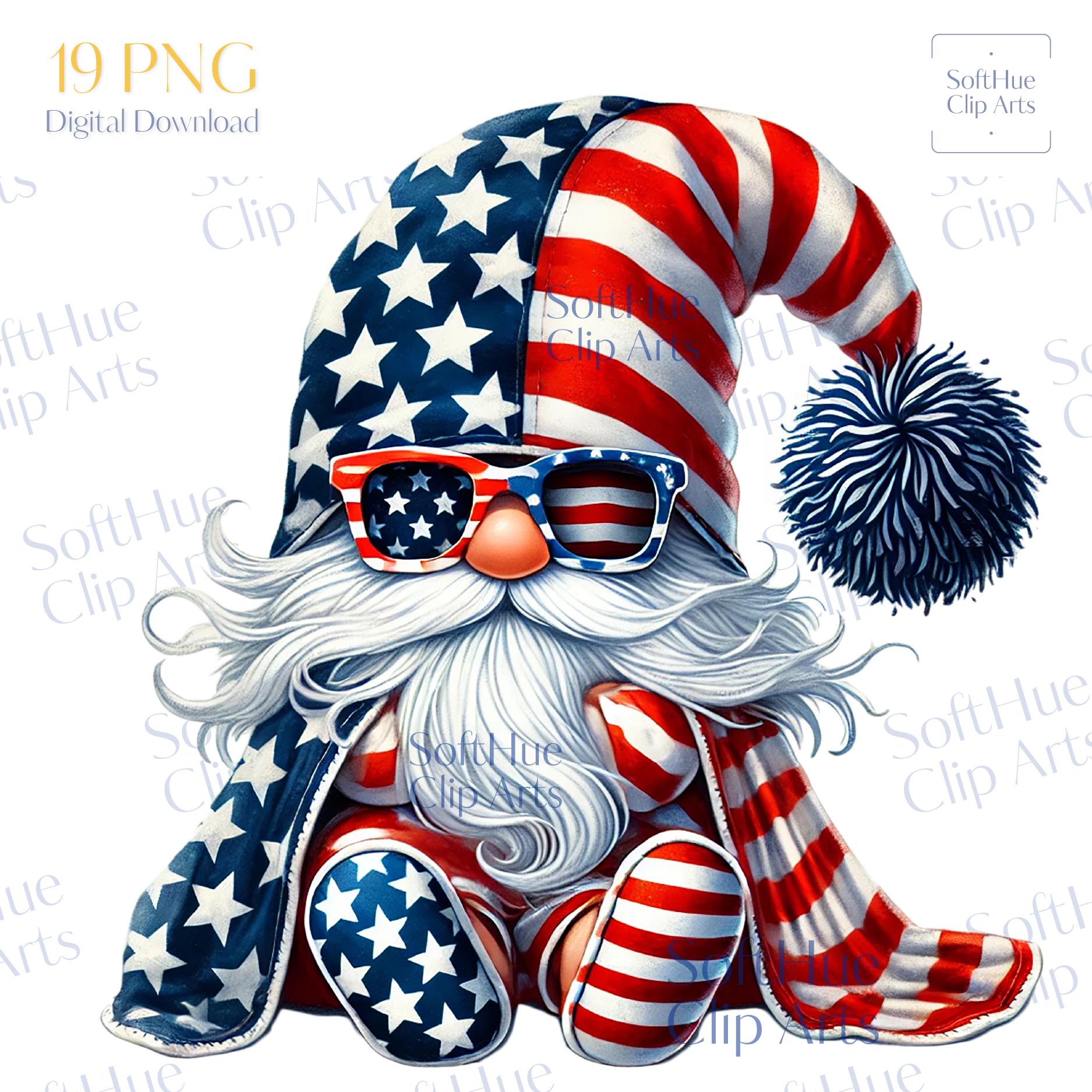 4th of July Gnome Clipart Bundle | Patriotic Gnome PNG | Independence ...