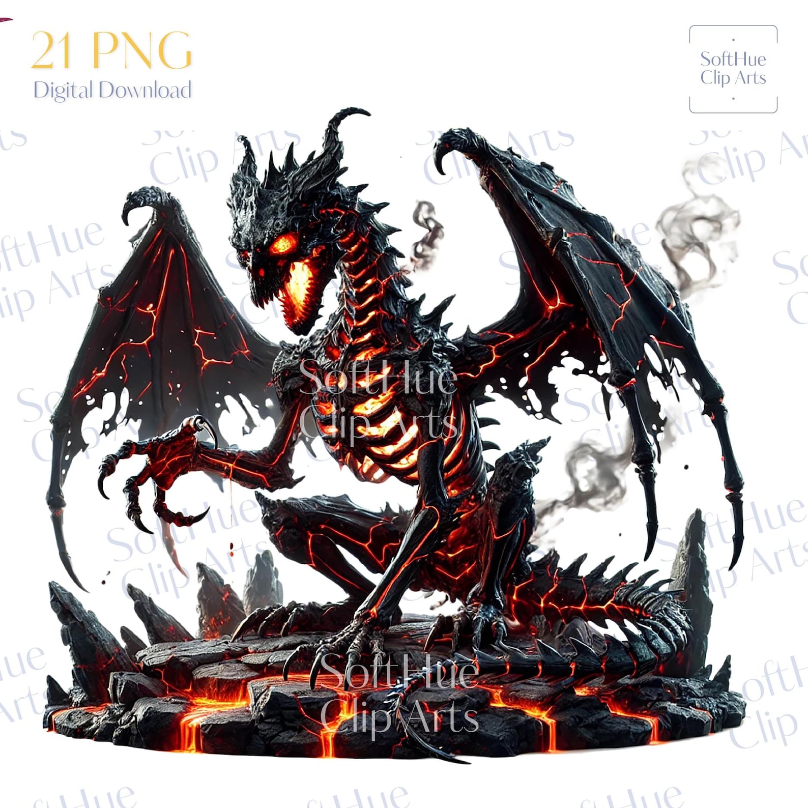 Fantasy Dragon Clipart Bundle – 21 PNG Magical Dragons, Watercolor ...
