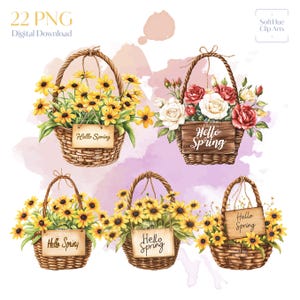 Spring Flowers Clipart Bundle, Watercolor Flowers Clipart, Spring Png ...