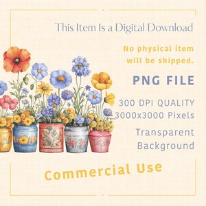 Watercolor Flower Pot Clipart Bundle, 18 PNG Floral Arrangements ...