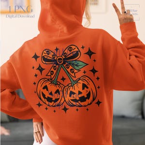 Pumpkin Cherry Coquette PNG, Halloween Pumpkin With Skull Bow Clipart ...