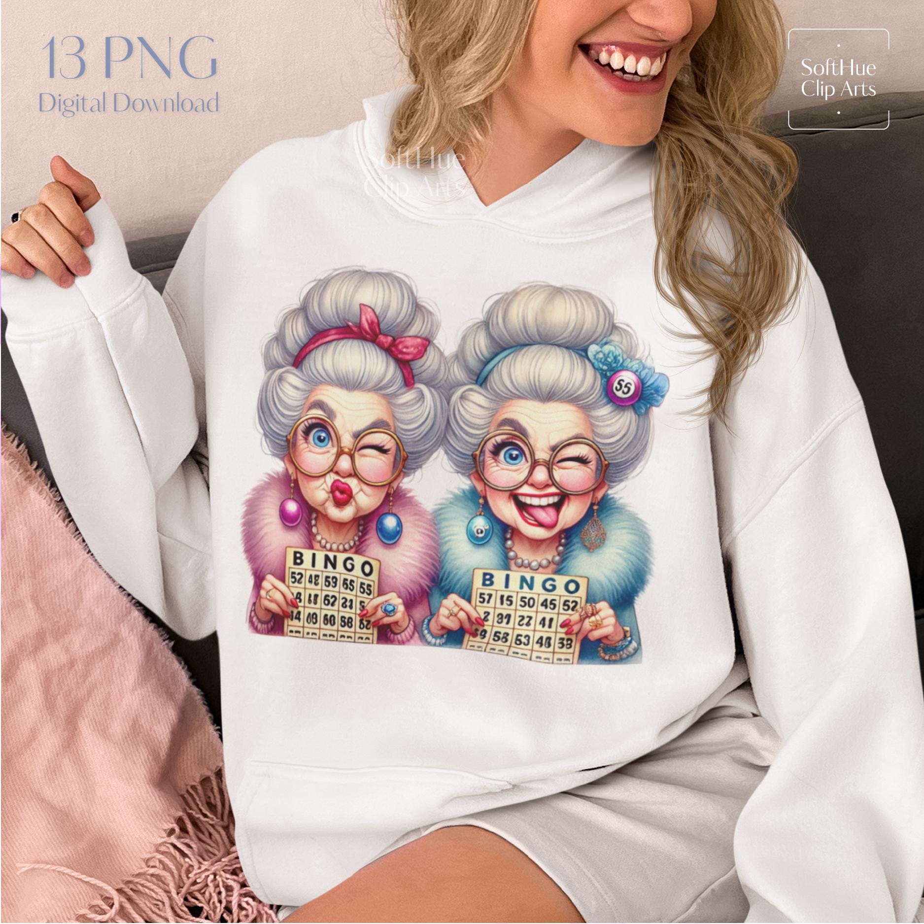 Funny Old Lady Bingo Clipart Bundle | 13 PNG Files | Crazy Granny ...
