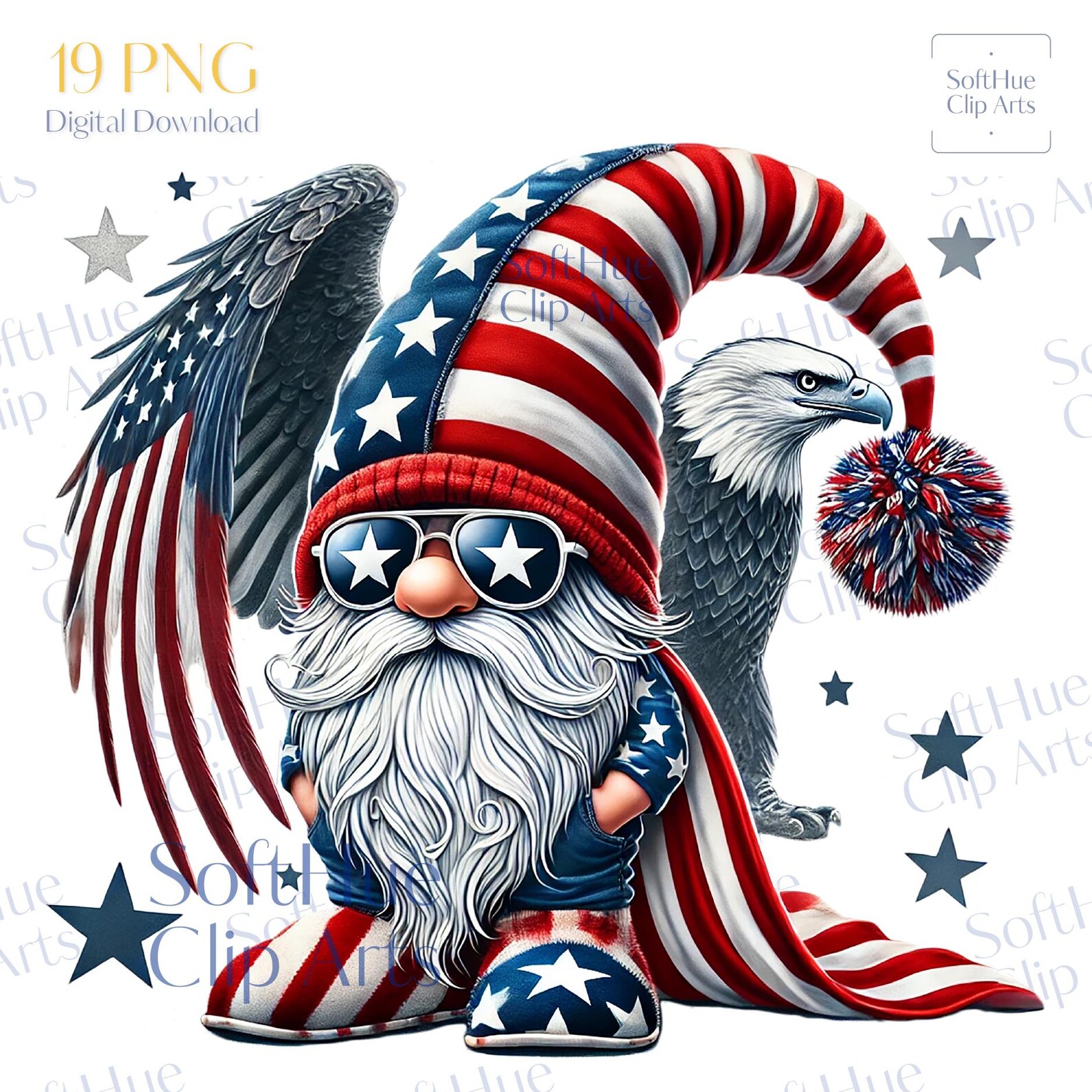 4th of July Gnome Clipart Bundle | Patriotic Gnome PNG | Independence ...