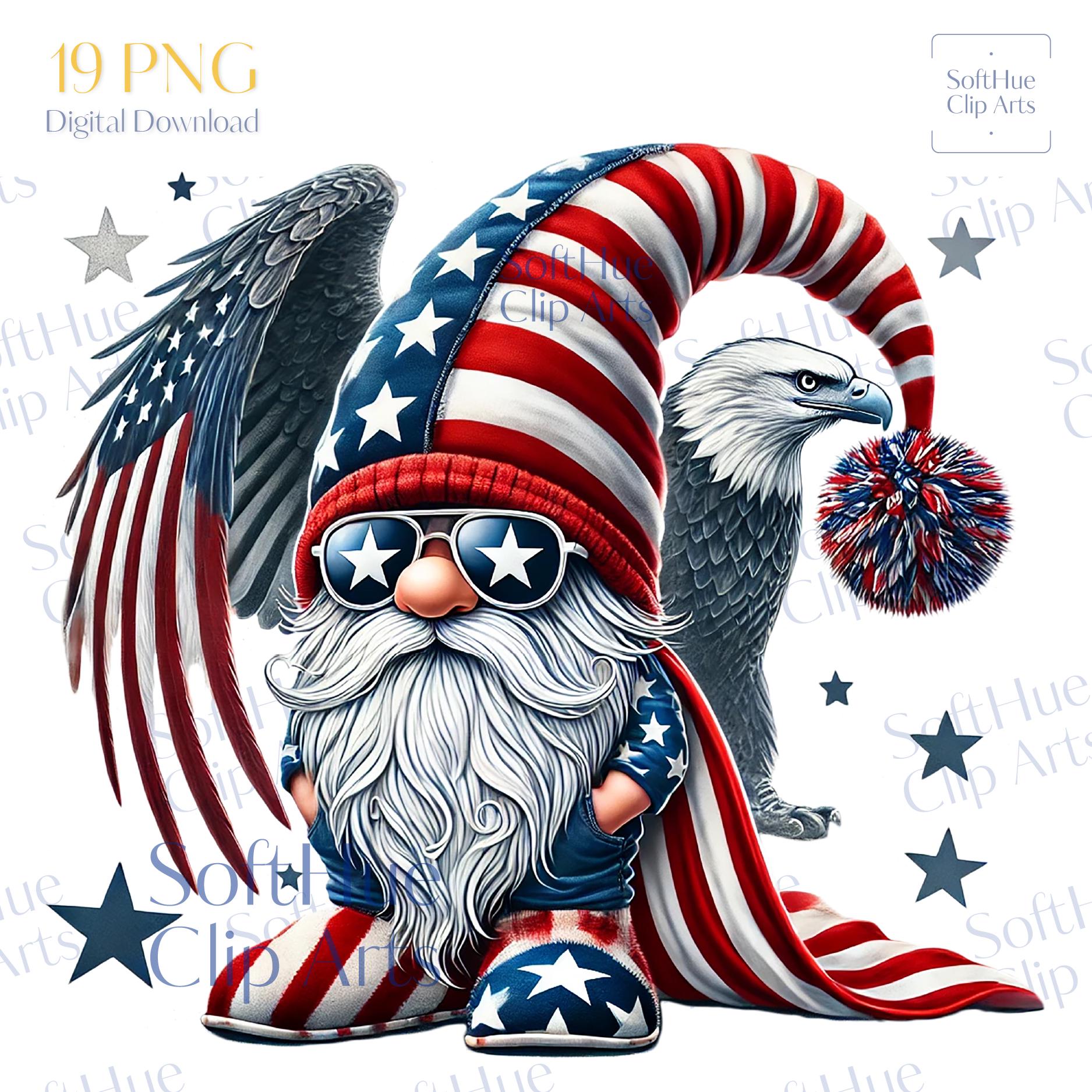 4th of July Gnome Clipart Bundle | Patriotic Gnome PNG | Independence ...