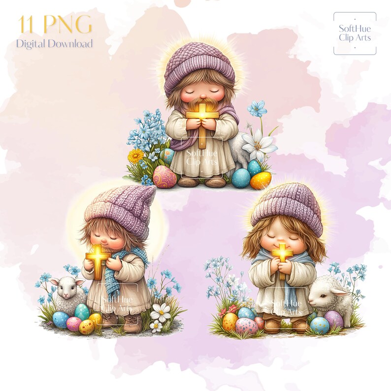 Watercolor Jesus Gnome Easter Clipart, Christian Easter Gnome PNG, Cute ...