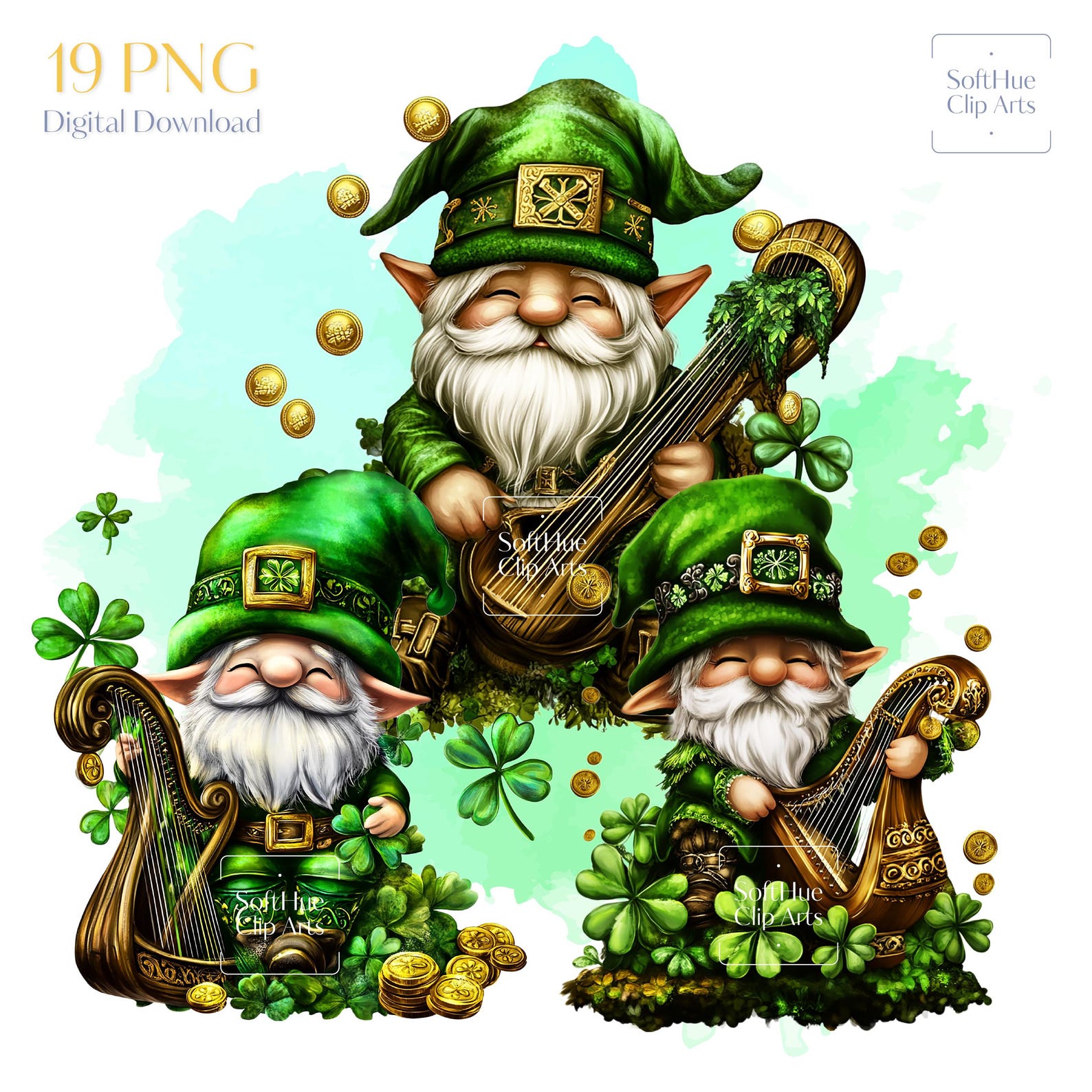 Saint Patrick's Gnomes Clipart Bundle, St Patrick's Graphics, St ...