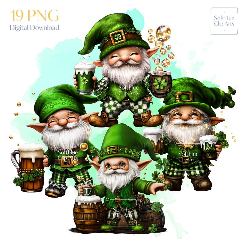 Saint Patrick's Gnomes Clipart Bundle, St Patrick's Graphics, St ...