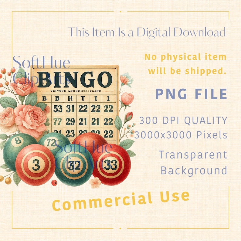 Watercolor Bingo Clipart Bundle | Bingo Cards & Balls PNG | Sublimation ...