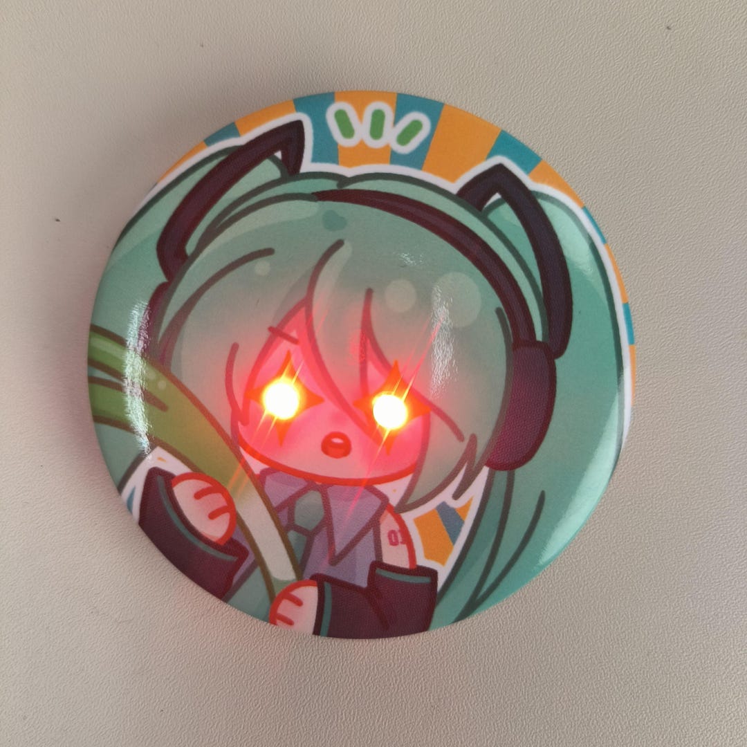 Chibi Hatsune Miku LED Pin Badge – Light-up Anime Button With Leek ...
