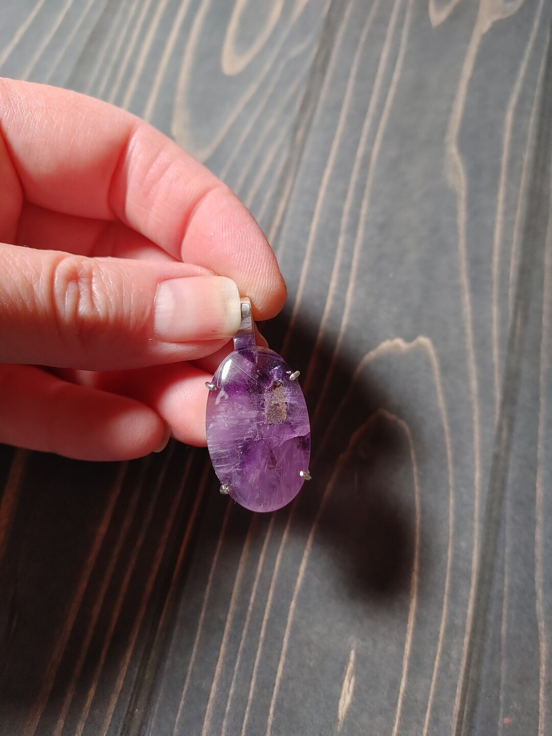 Trapiche Atomic Amethyst Gemstone Pendant Sterling Silver Claw Prong ...