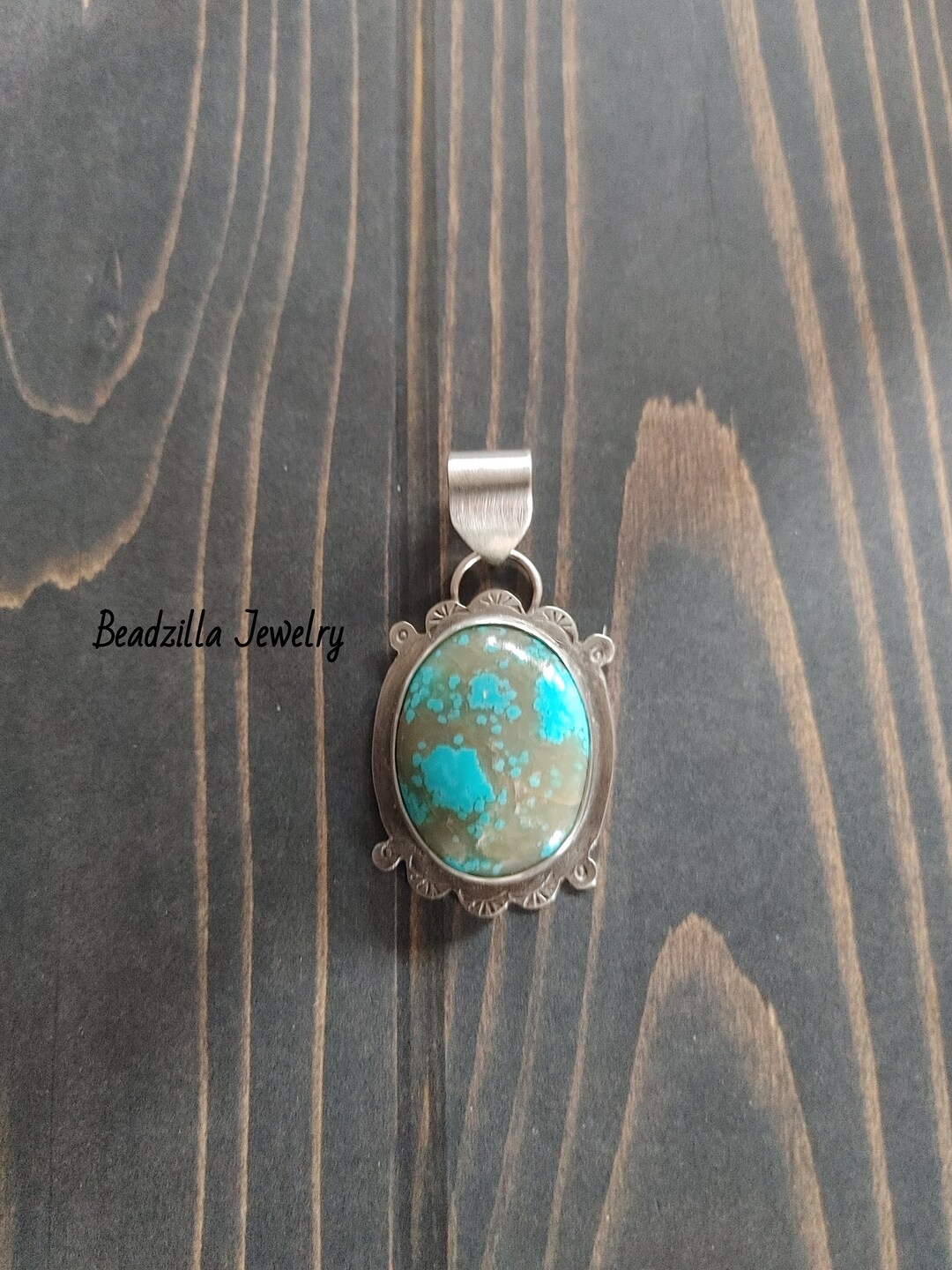 Number Eight No. 8 Mine Turquoise Sterling Silver Pendant Stamped ...