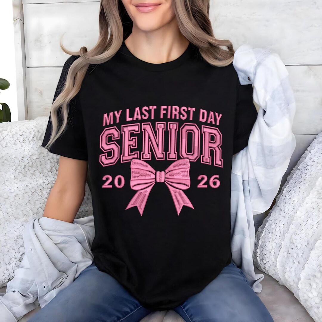 Senior 2026 Embroidery Design: Graduation Bow Lettering (digital ...