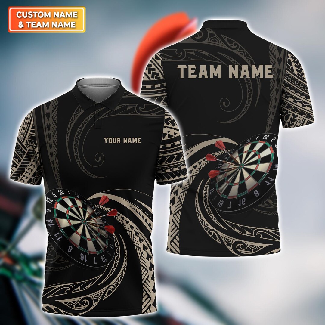 Tattoo Maori Darts Personalized Name & Team Name 3D Polo Shirt, Polo ...