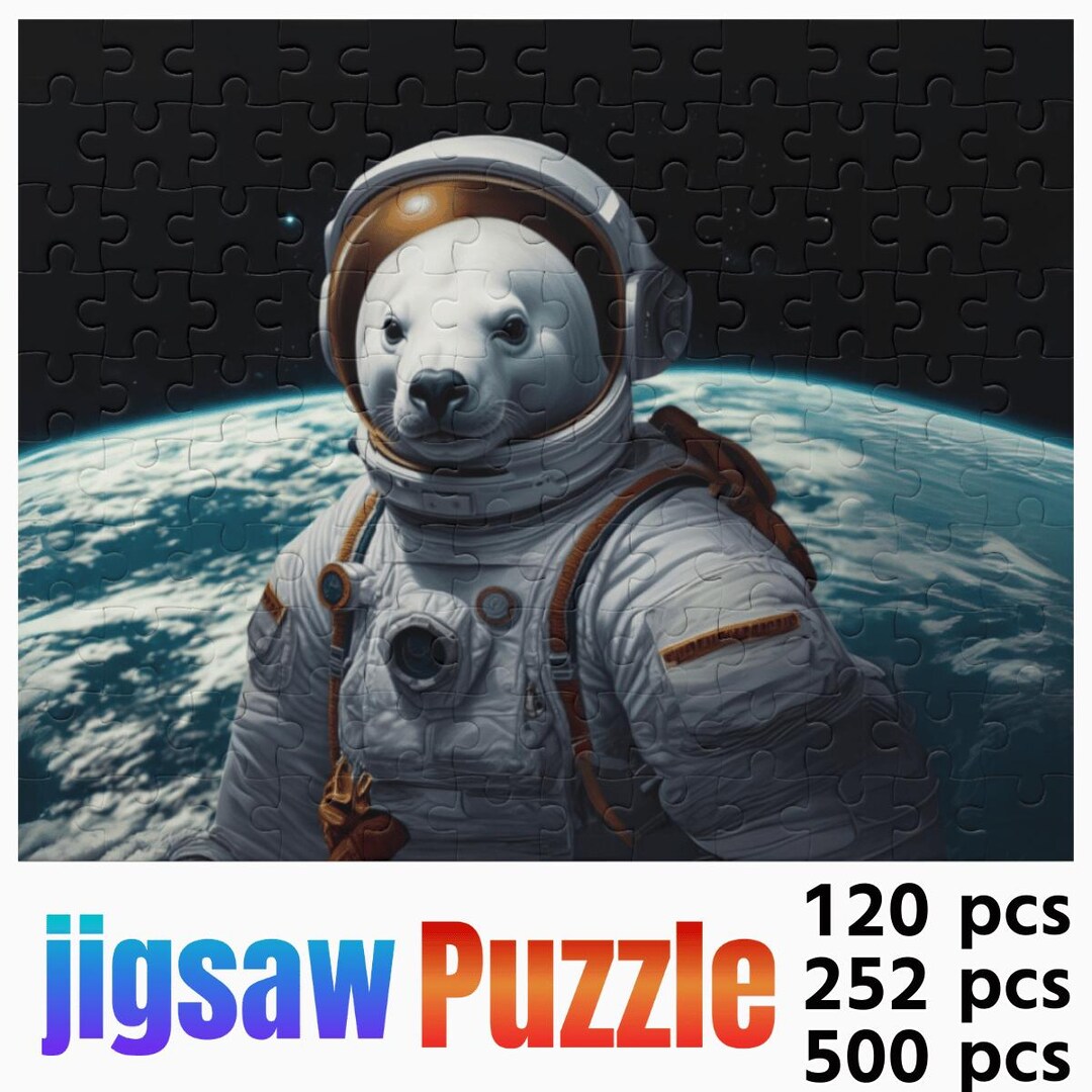 Jigsaw Puzzle of Beluga Whale Astronaut Decorative Realistic and Oil ...
