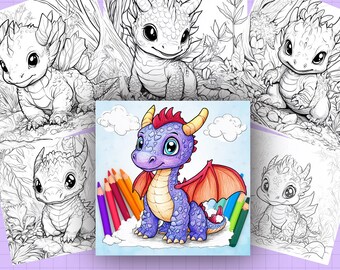 15 Pre-k + K Dragon Coloring Pages Bundle! Instant Digital Download ...