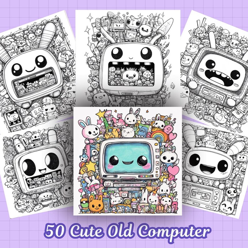 Cute Old Computer Coloring Pages - Etsy