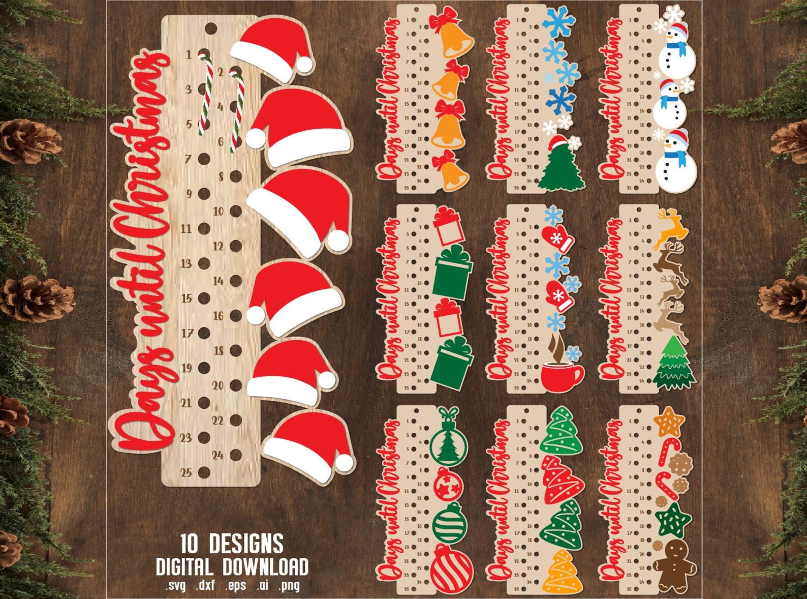 Christmas Countdown Bundle, 10 Designs (digital Download) - Etsy