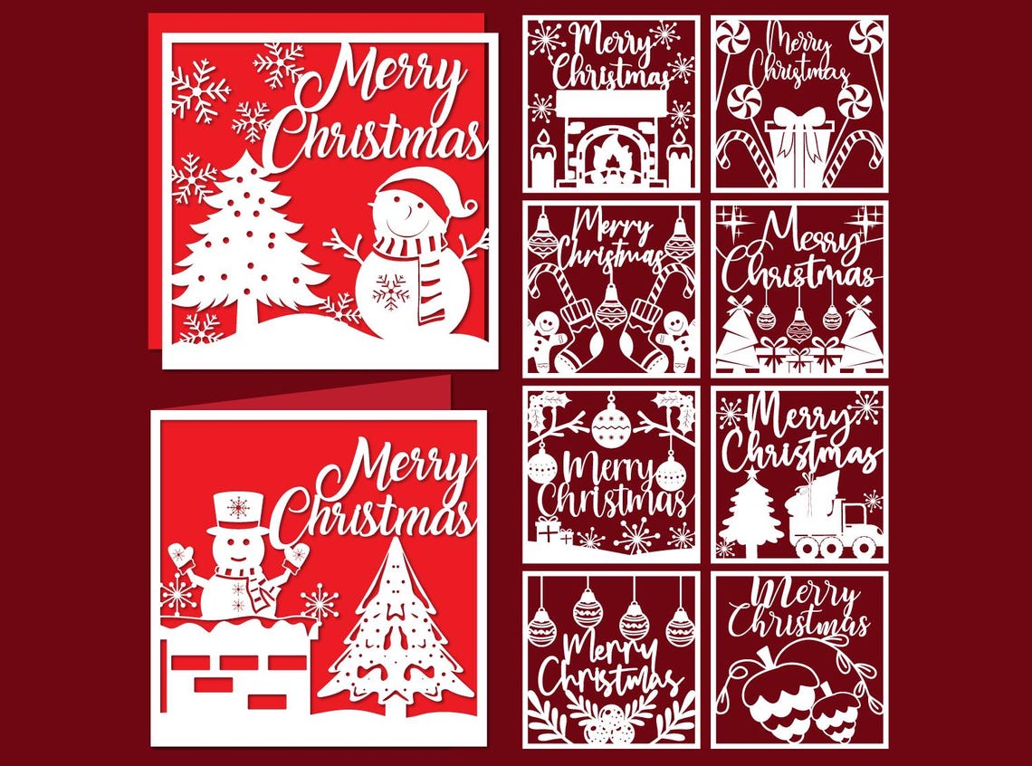 Christmas Papercut Bundle: 10 Card Templates (digital Download) - Etsy