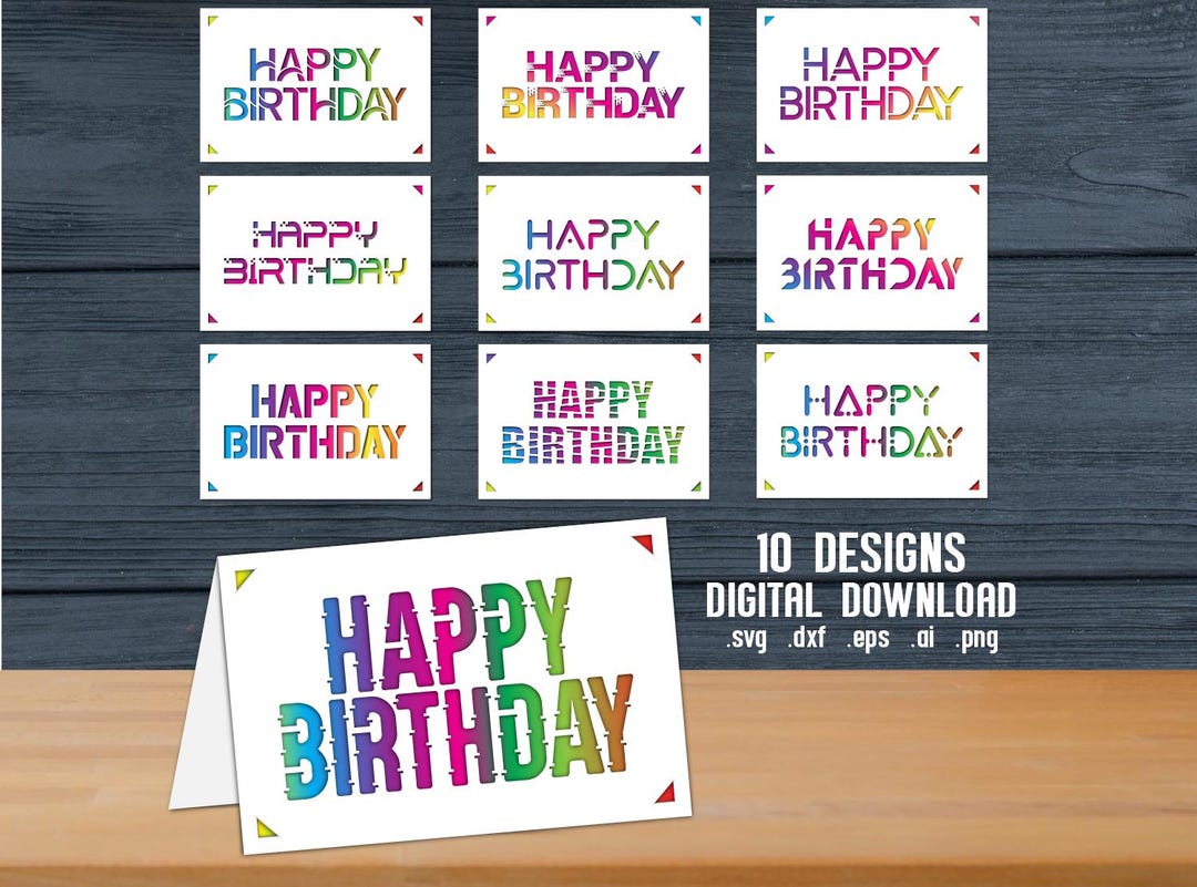 Birthday Cut Out Card Template Bundle (digital Download) - Etsy