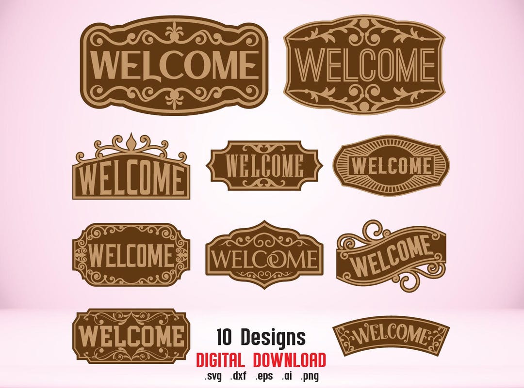 Vintage Welcome Sign Laser Cut Files: 10 Designs (digital Download) - Etsy
