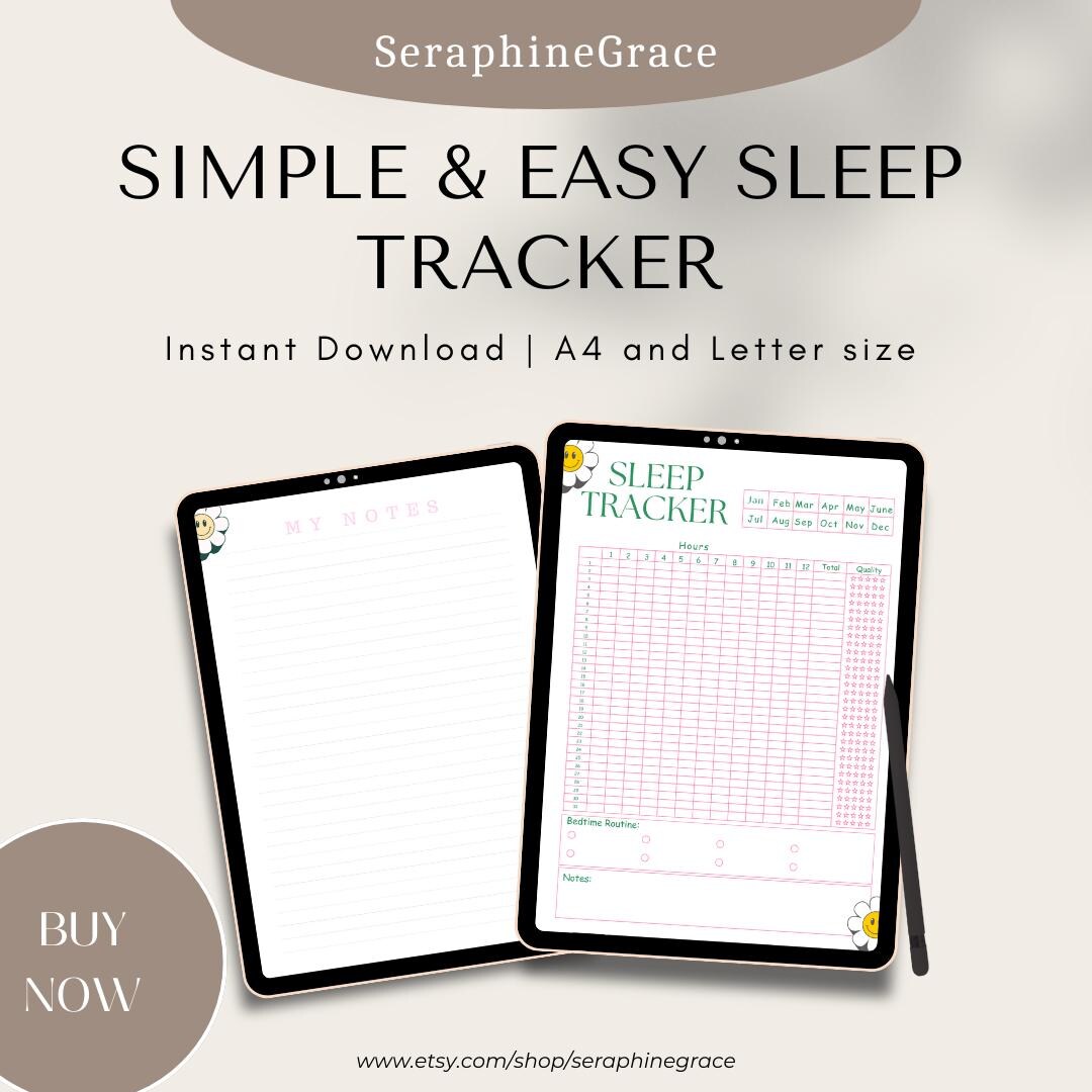 Simple Easy Sleep Tracker Printable, Sleep Log, Daily Sleep Journal ...