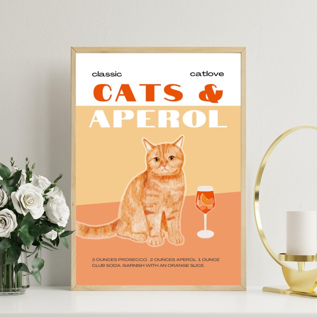 Cat Poster Aperol Spritz to Print Yourself | Gift for Cat Lovers ...