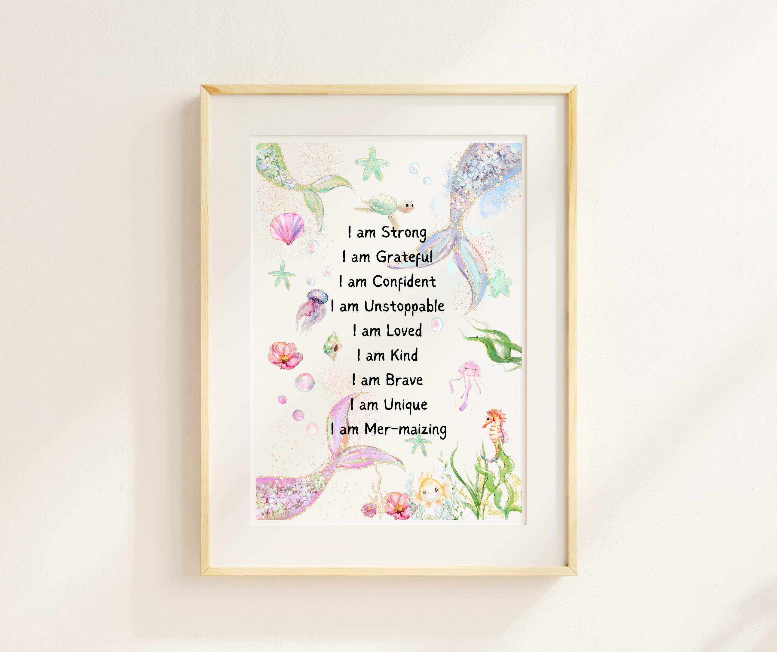 Mermaid & Under the Sea Positive Affirmation Wall Art - Digital ...