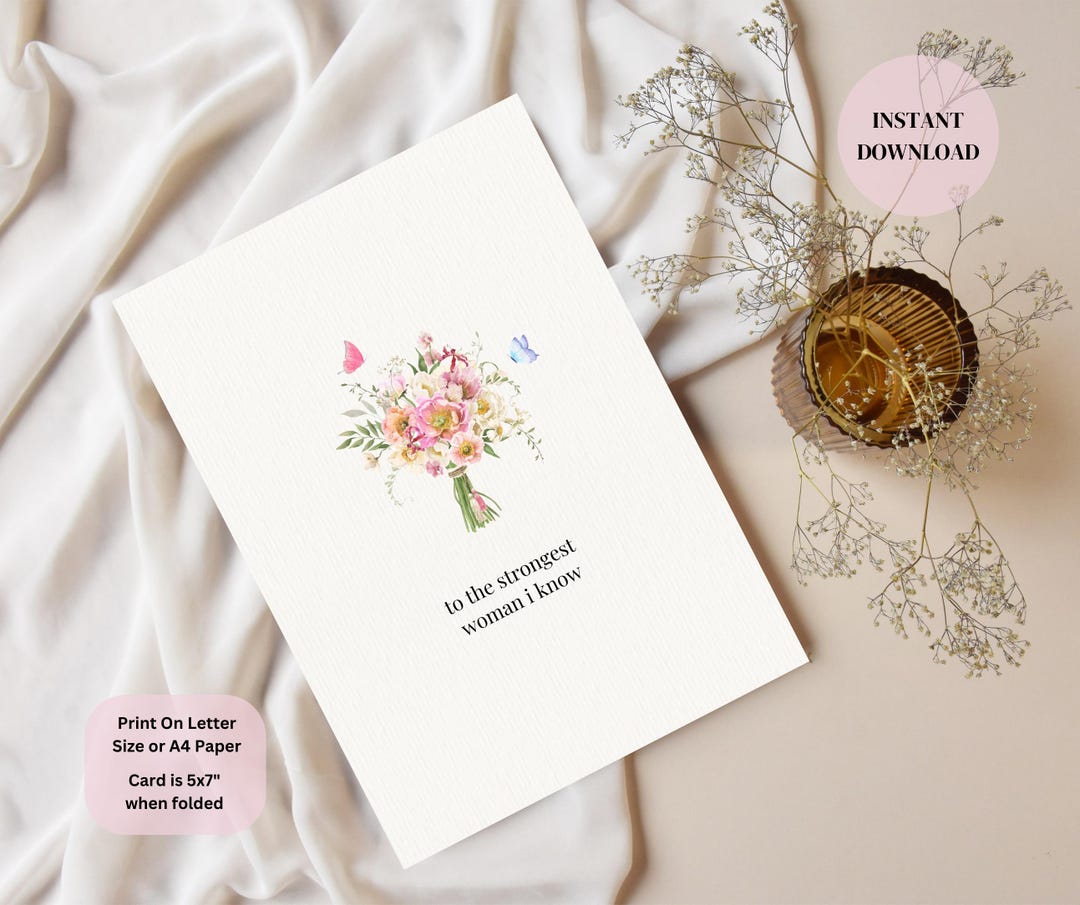 Printable Flower Bouquet Mothers Day Card Instant Download, Happy ...