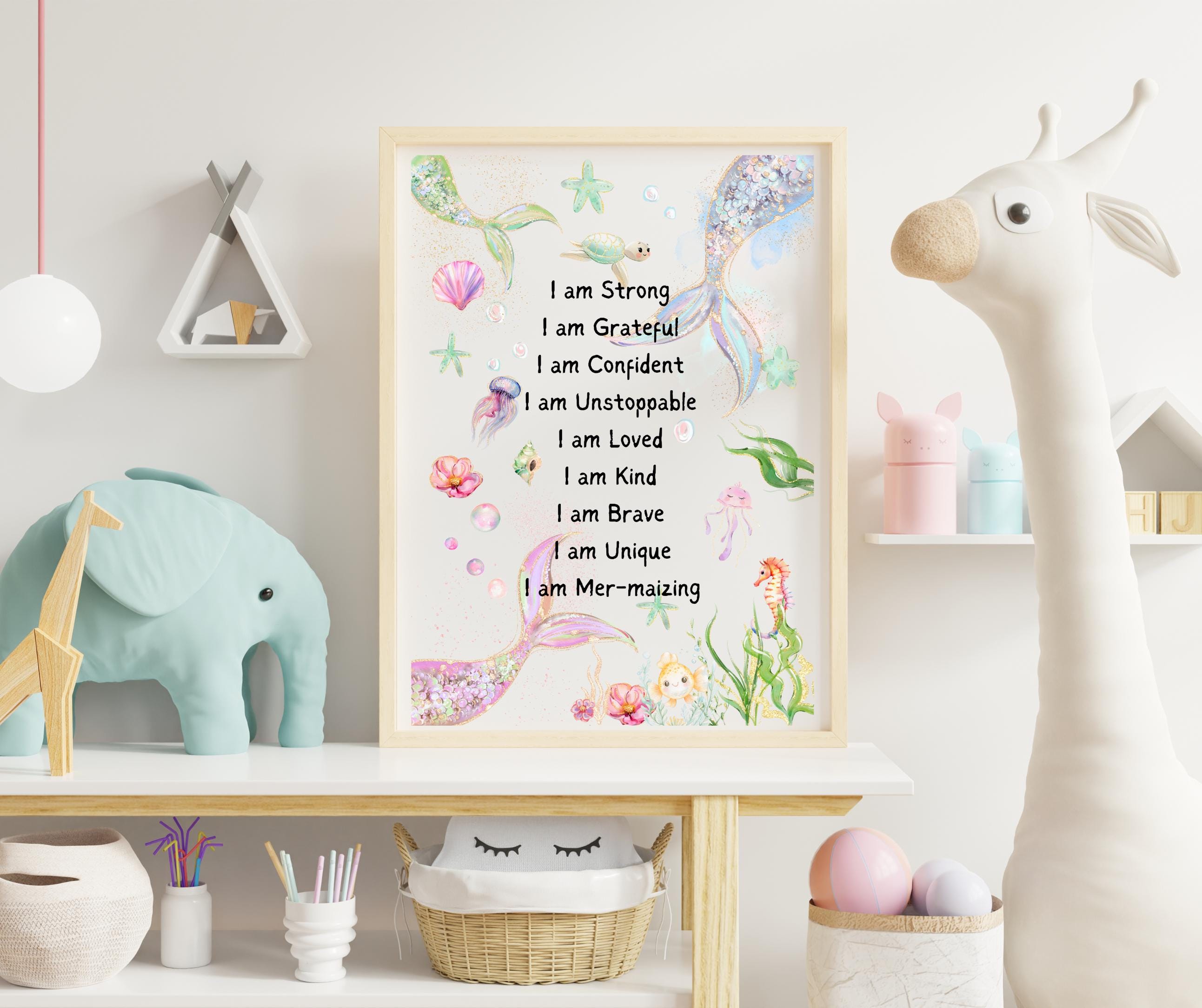 Mermaid & Under the Sea Positive Affirmation Wall Art - Digital ...
