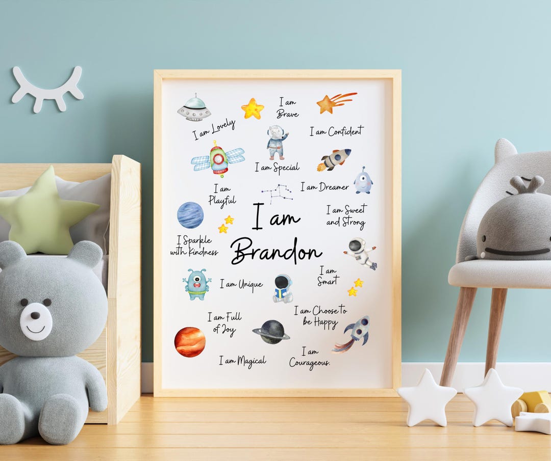 Outer Space Positive Affirmation Poster for Boys, Digital Nursery Wall ...