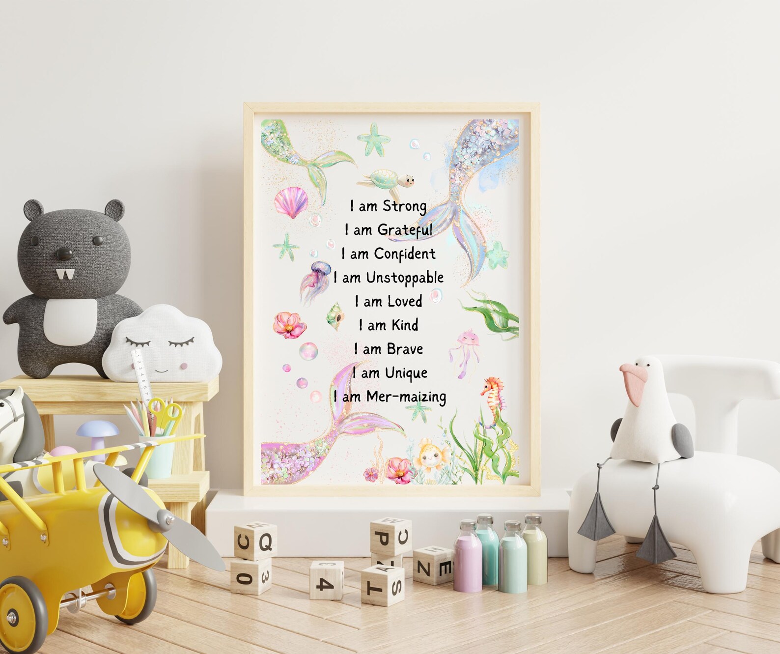Mermaid & Under the Sea Positive Affirmation Wall Art - Digital ...