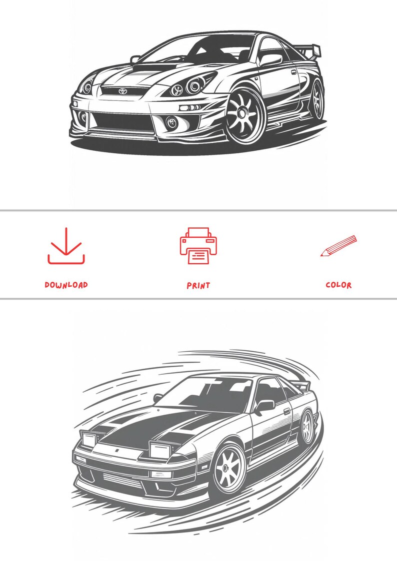 JDM CARS - Coloring Pages - Etsy