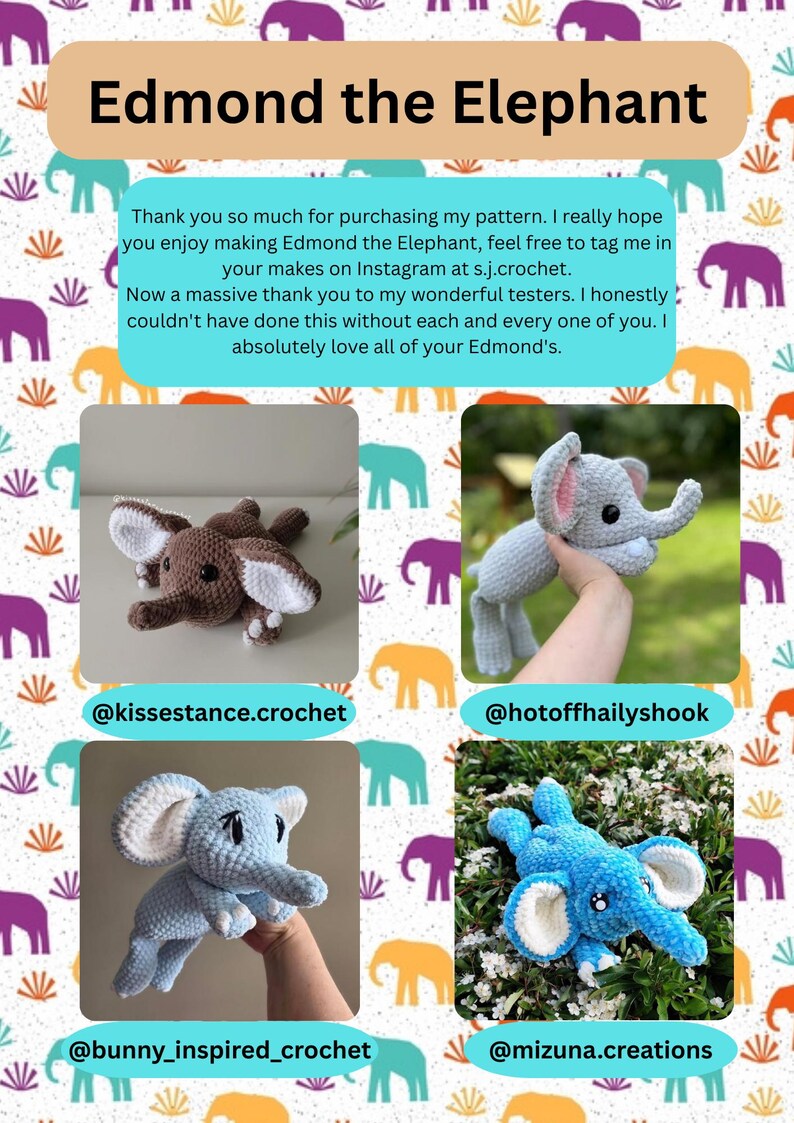 Edmond the Elephant Crochet Pattern - Etsy
