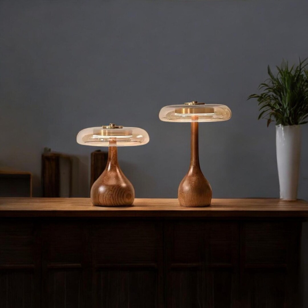 Bedside Lamp, Wooden Table Lamp, Wood Base Lamp, Modern Desk Lamp, Wood ...