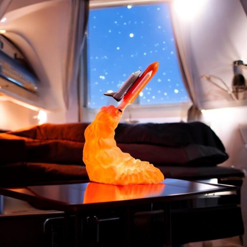 3D Printed Rocket Lamp – LED Night Light, Space-themed Desk Lamp ...