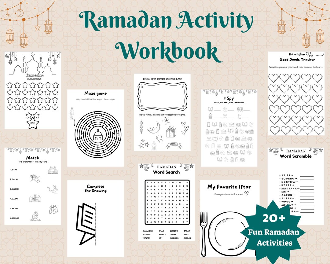 Ramadan Printable Activity Workbook for Kids, 20+ Fun & Educational ...