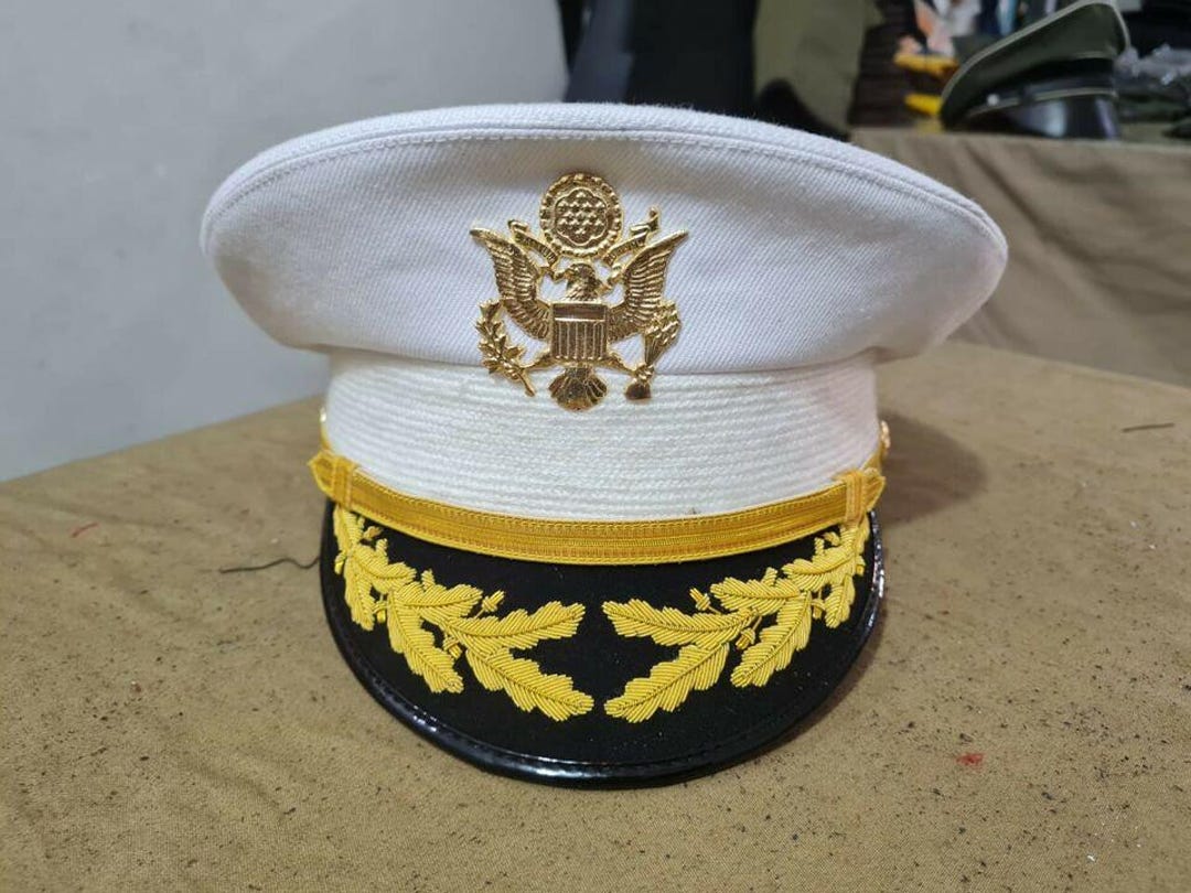 Replica US Army Field Grade Officer Service Dress White Hat Cap All ...