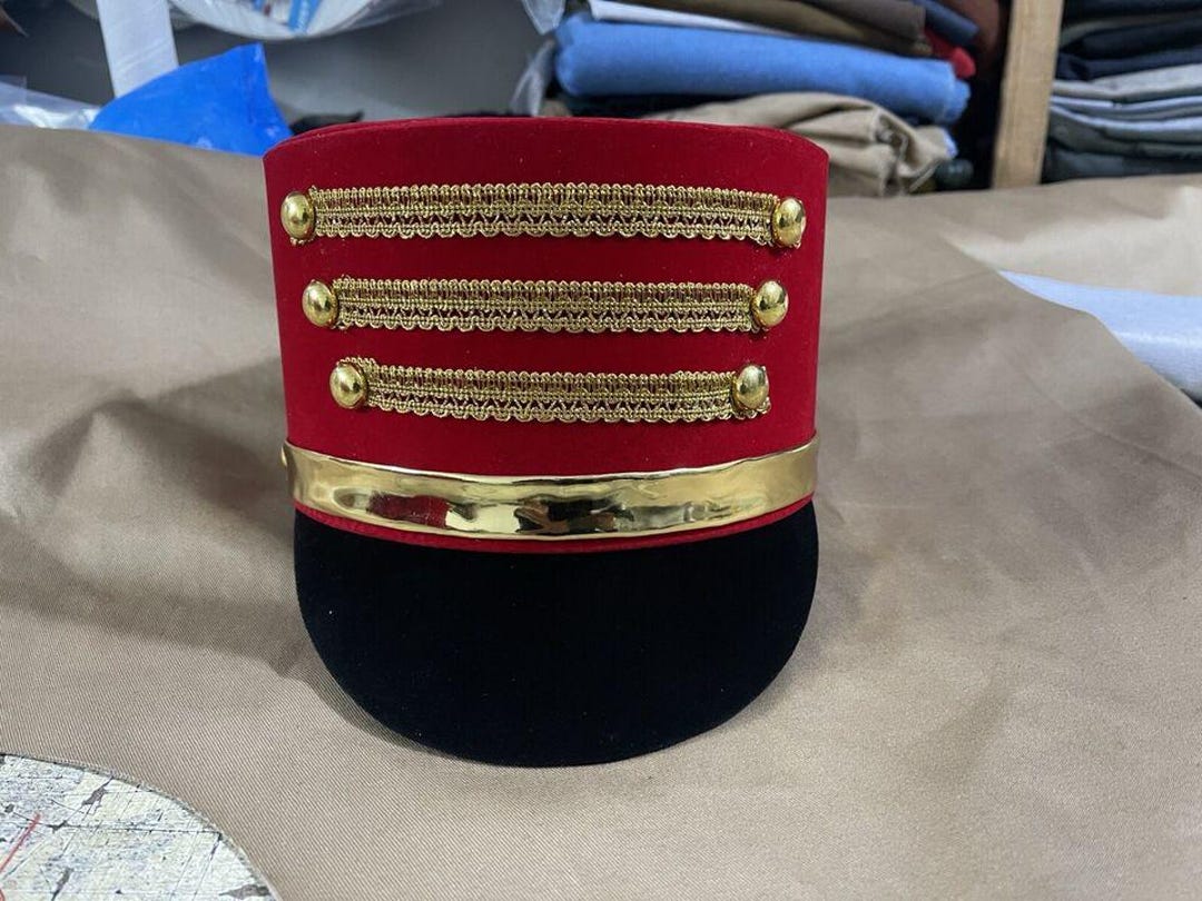 Military Marching Band Red Peak Cap, Peaked Hat Headgear - Etsy