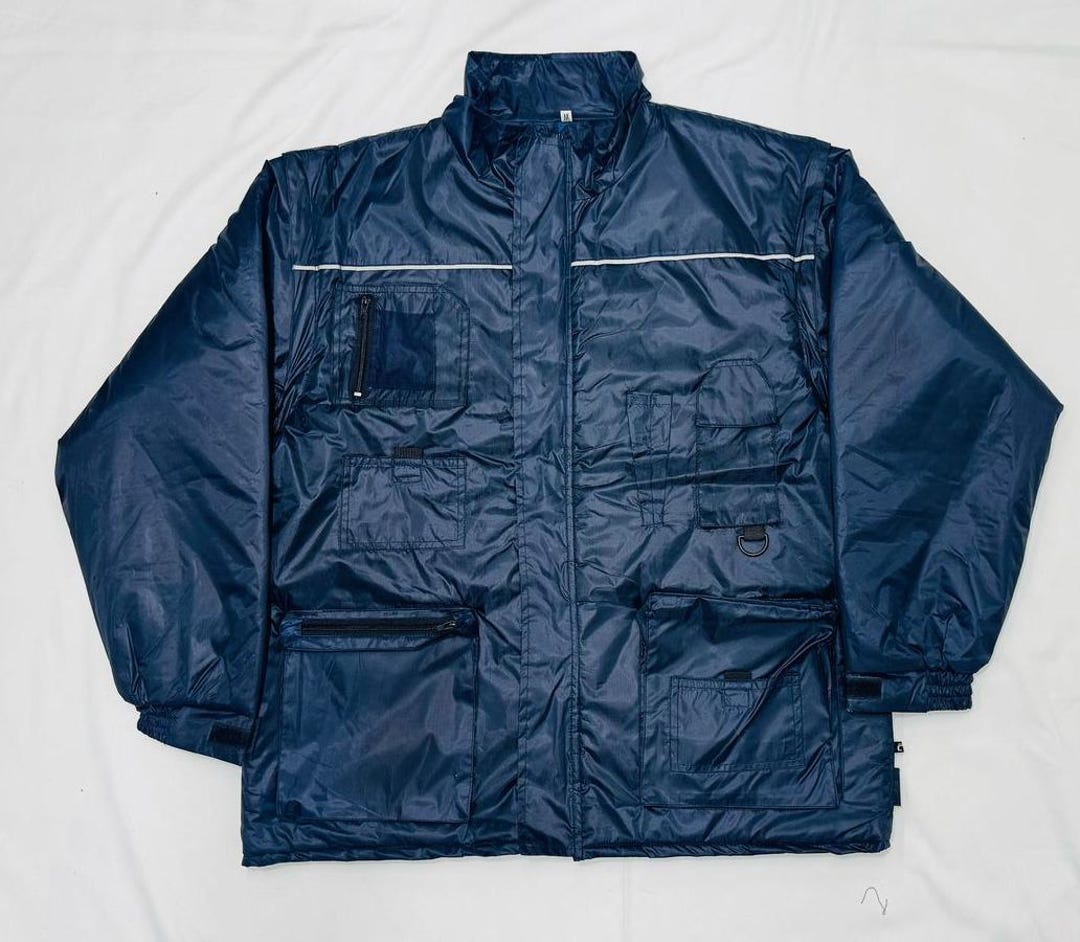 Coated Parachute Jacket With Removable Sleeve, Reflective Stripes ...