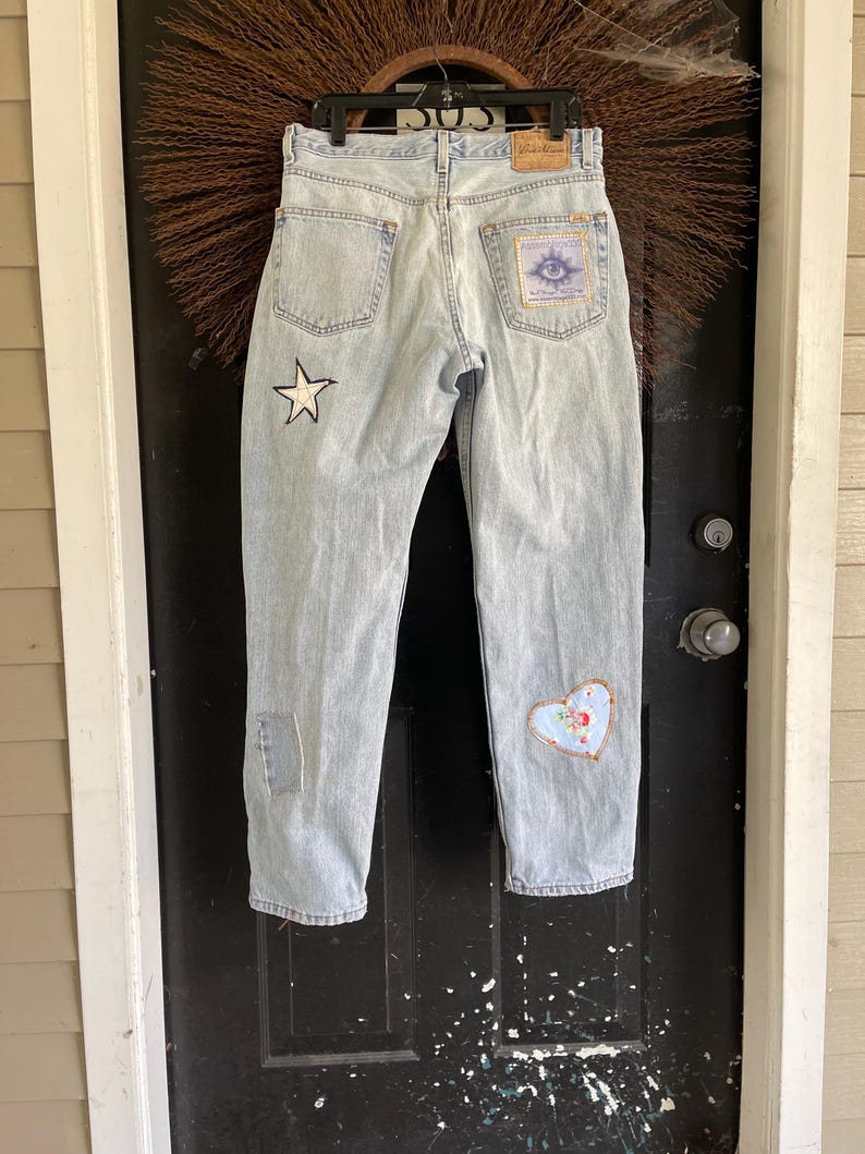 LOVE Blue Jeans / Quilt Heart Patchwork / 34”-30” / 100% Cotton - Etsy