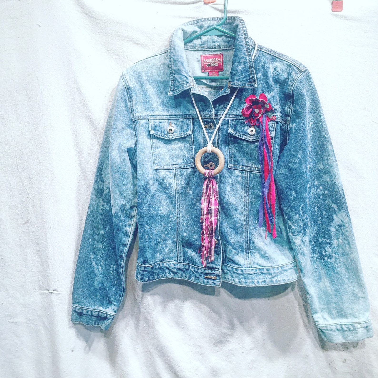 Denim Jacket / Finge Shaw Collar / Fringe Cuffs / Altered - Etsy
