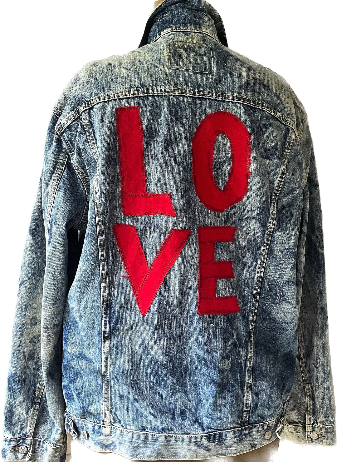 Love Denim Jacket / Altered Denim / 2XL / 100% Cotton - Etsy