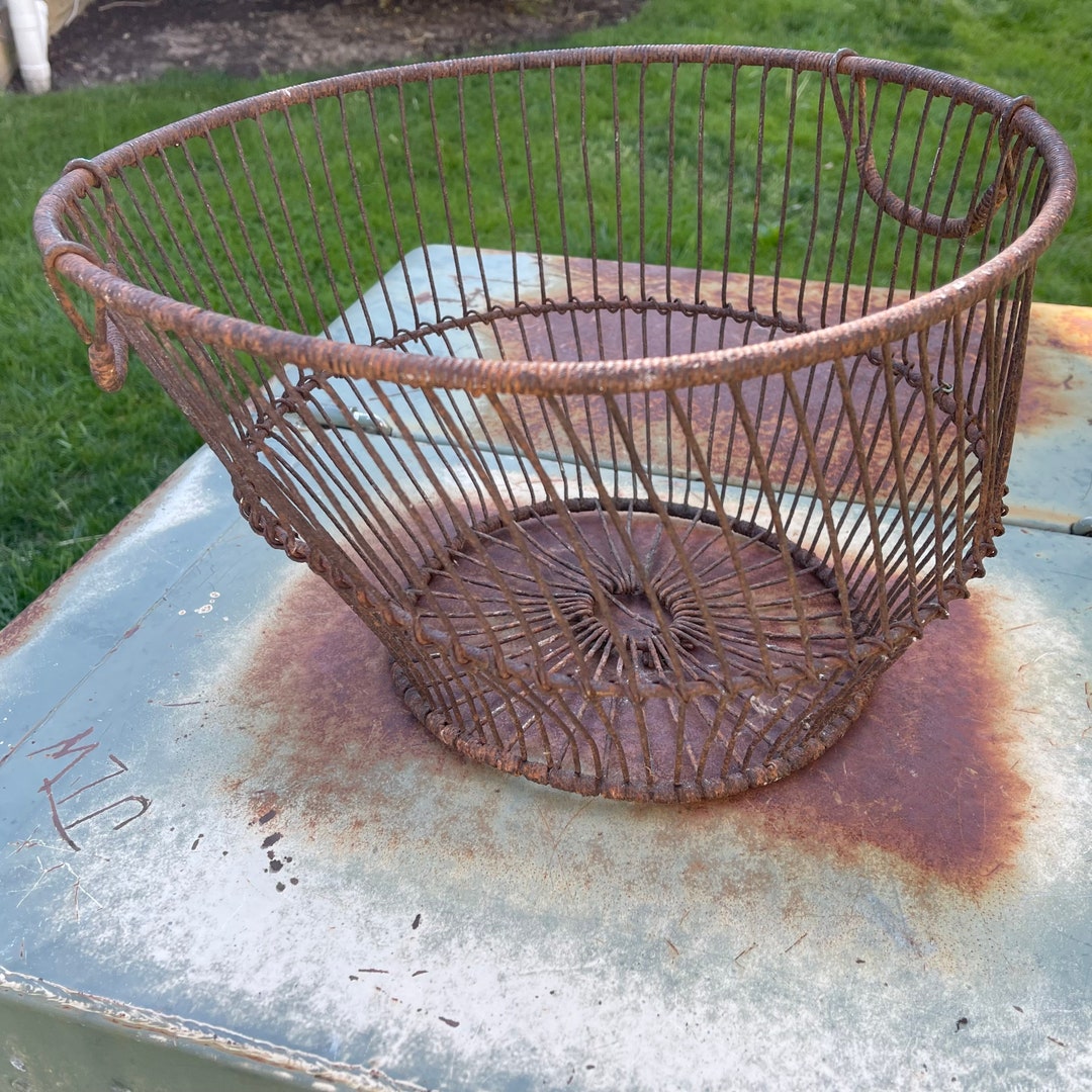 Oyster Basket / Rustic Wire Basket / Nautical - Etsy