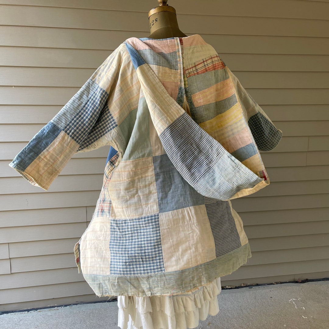 Hoodie / Quilt Jumper With Hood / Antique Quilt / Dolman Sleeve ...
